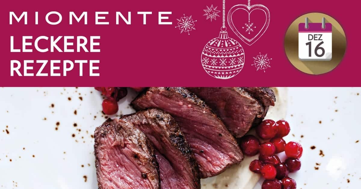 Rezept: Rosa Steak mit Maronenpüree und Preiselbeeren | Miomente ...